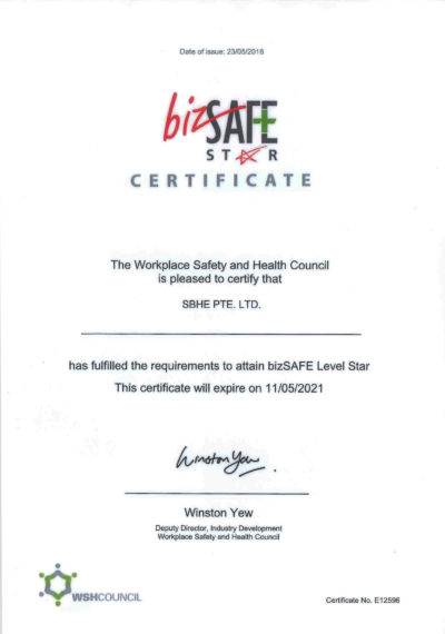Certifications – SBHE PTE LTD