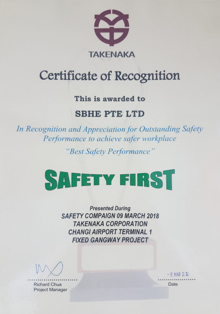 Certifications – SBHE PTE LTD
